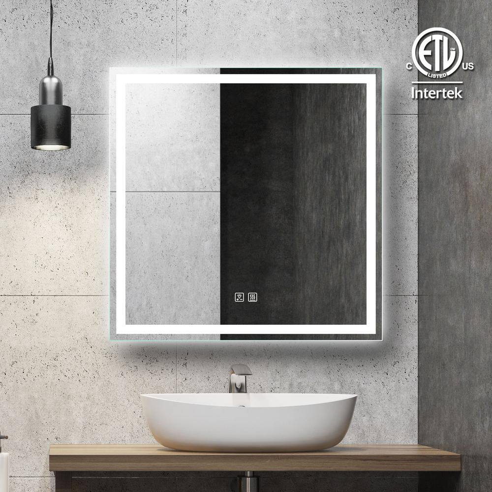 HOMLUX 36 in. W x 36 in. H Rectangular Frameless LED Light with 3-Color ...