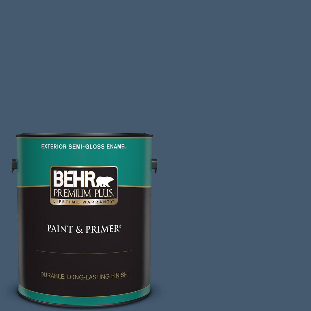 BEHR PREMIUM PLUS 1 gal. #S500-7 Infinite Deep Sea Semi-Gloss Enamel ...