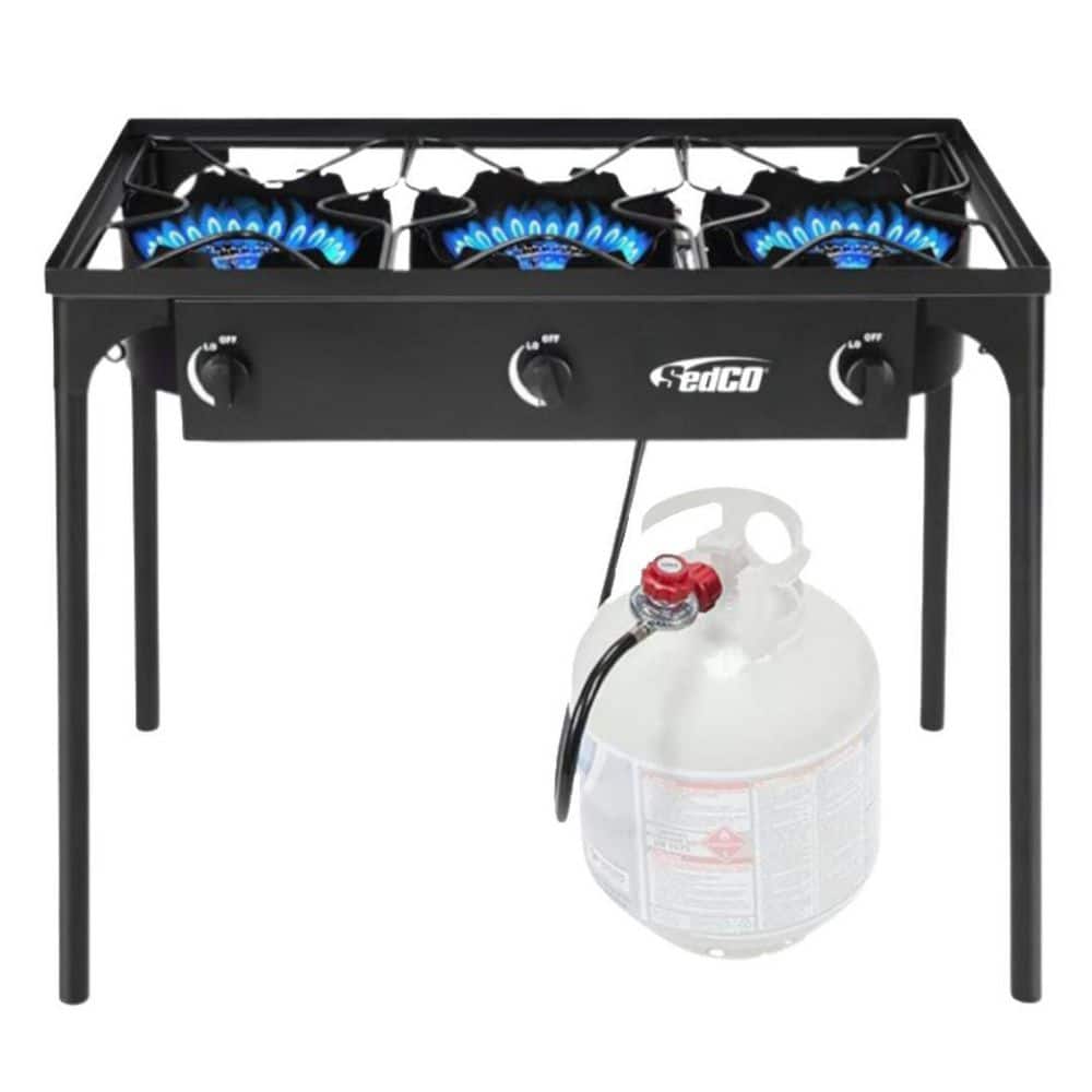 Sedco 120,000 BTU Cast Iron Triple Burner Propane Gas Outdoor Camp ...