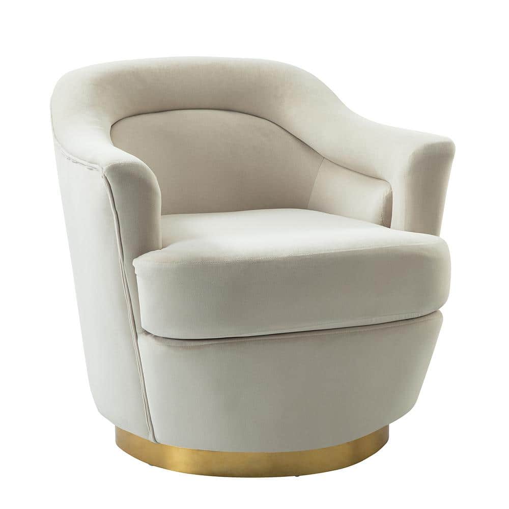 JAYDEN CREATION Cosmin 31 in. Modern Tan Polyester Swivel Arm Chair with Metal Base CHM0686-TAN ...