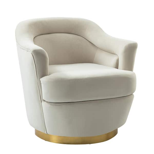 JAYDEN CREATION Cosmin 31 in. Modern Tan Polyester Swivel Arm Chair ...