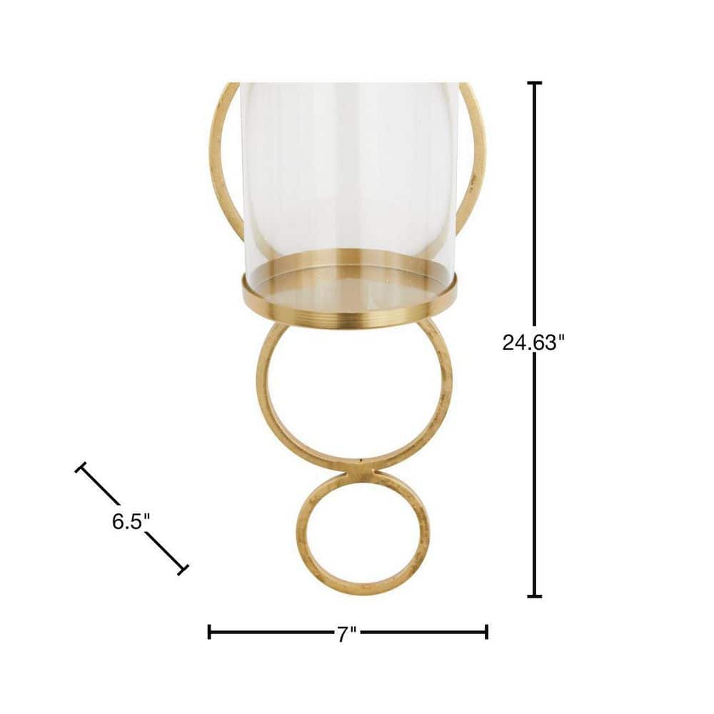 Litton Lane 25 in. Gold Metal Geometric Stacked Circle Wall Sconce with ...