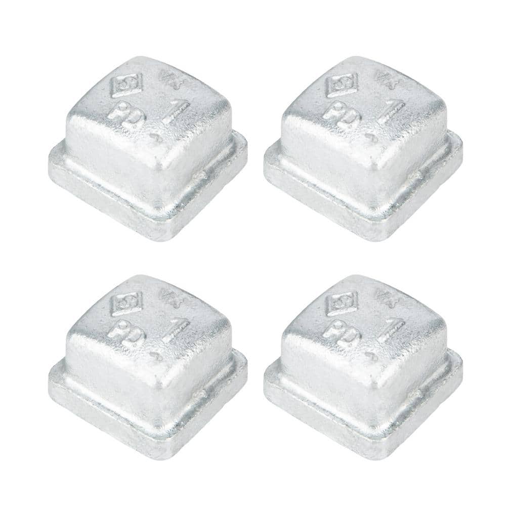 PIPE DECOR 1 in. Galvanized Iron Square Cap (4-Pack) PDG SQCA-1-4 - The ...
