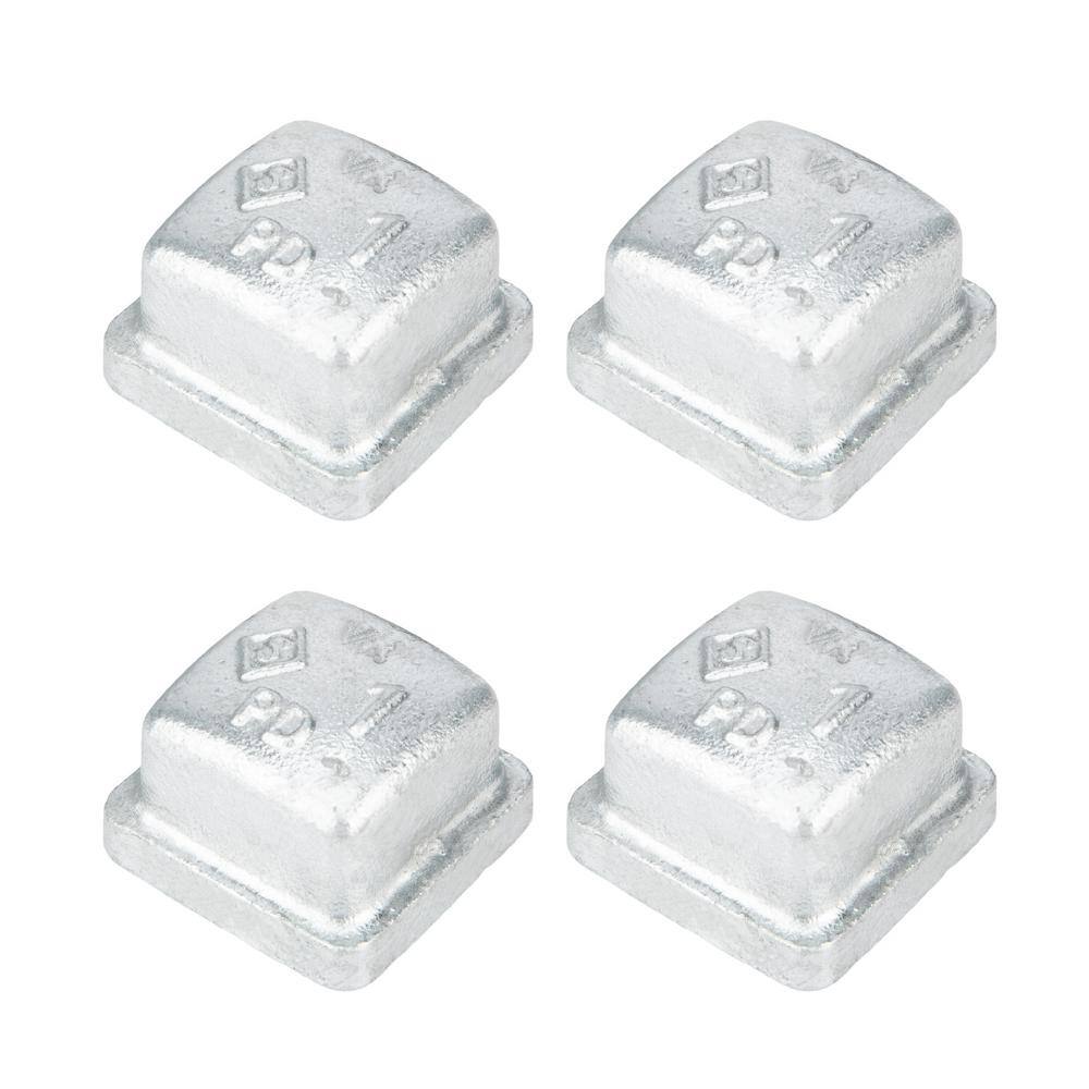PIPE DECOR 1 in. Galvanized Iron Square Cap (4-Pack) PDG SQCA-1-4 - The ...