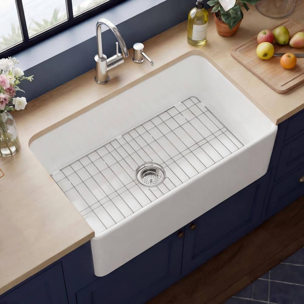 Kuomih Farmhouse Series 30 in. Apron Front Kitchen Sink Single Bowl ...