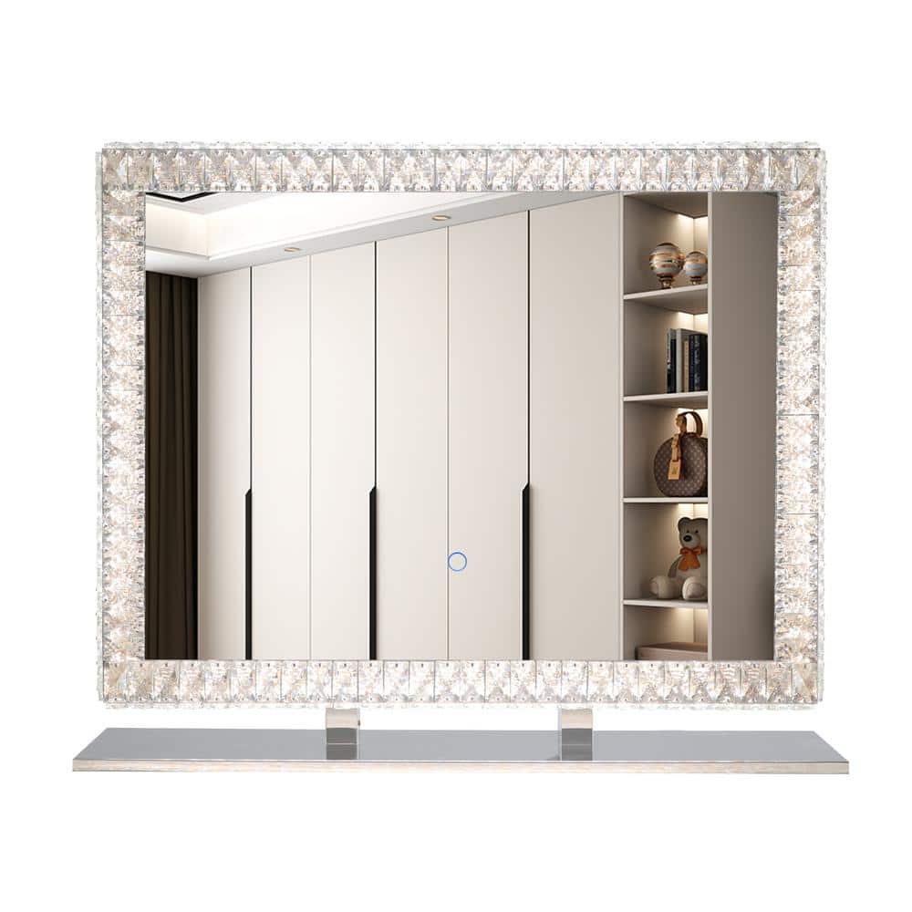 28 in. W x 36 in. H LED Rectangular Framed Wall Bathroom Vanity Mirror ...