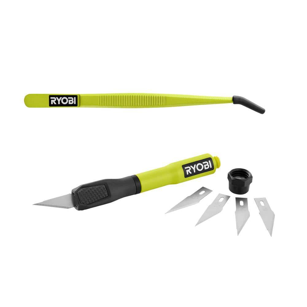 RYOBI 2-in-1 Hobby Knife w/ Blade Storage With 6 in. Silicone Tipped ...