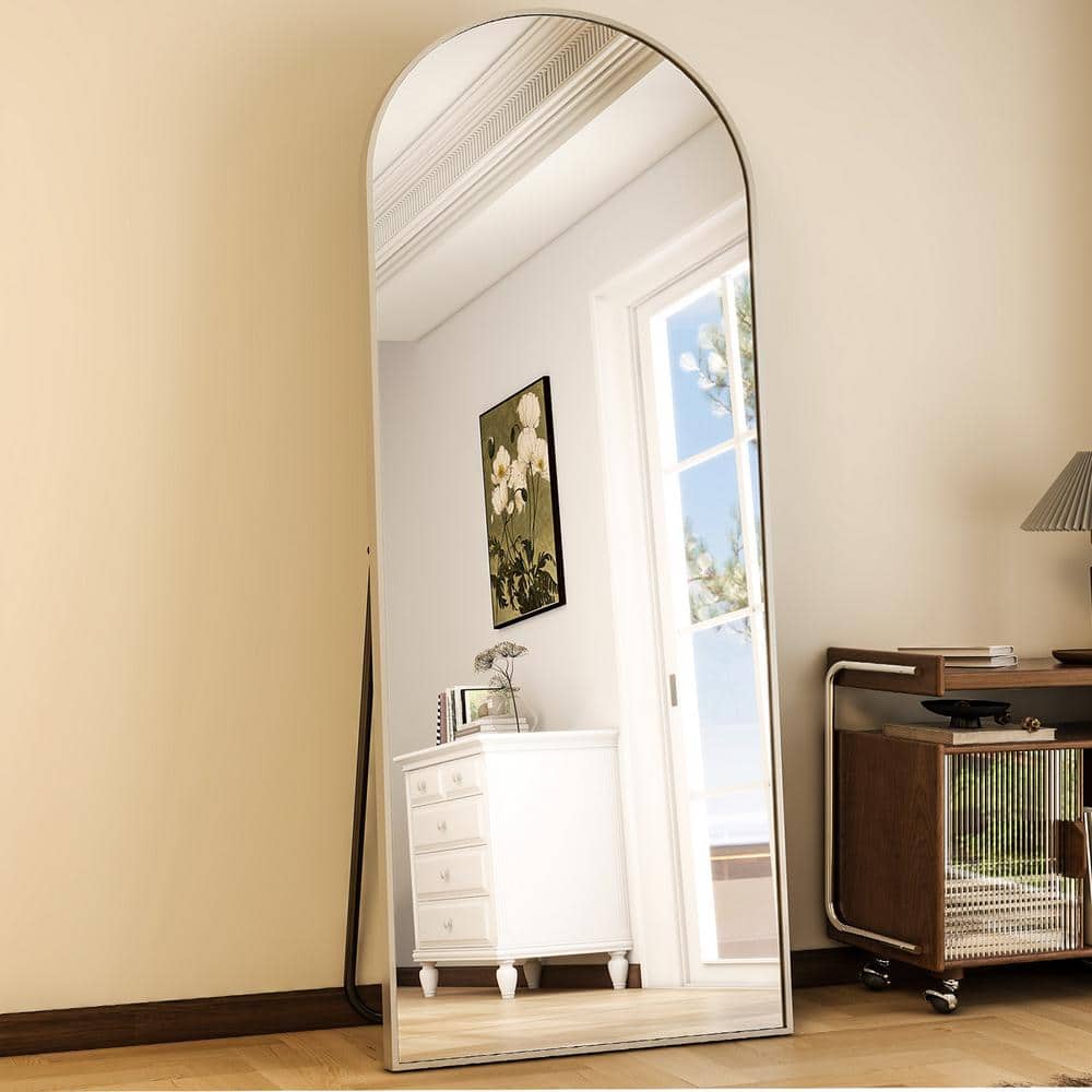 XRAMFY 26 in. W x 71 in. H Arched Silver Aluminum Alloy Framed Full ...