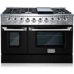 JANSKA Professional 48 in. 6.7 cu. ft. 8-Burners Double Oven Gas Range ...