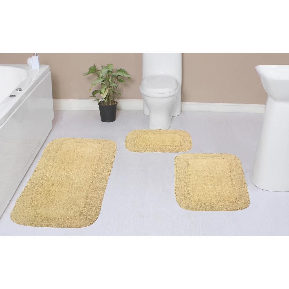 HOME WEAVERS INC Radiant Collection 100% Cotton Bath Rugs Set, 3-Pcs ...