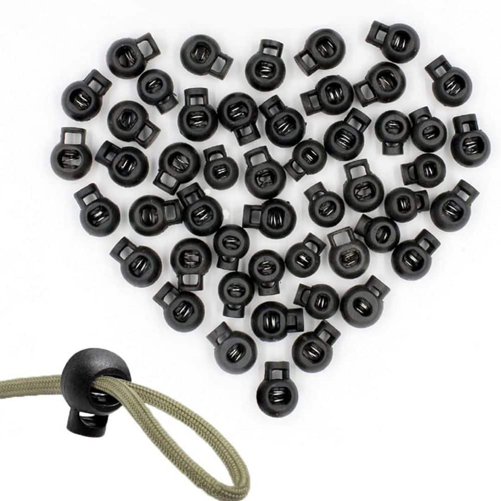 Lukyamzn 100-Pieces Adjustable Round Plastic Cord Locks for Drawstrings ...