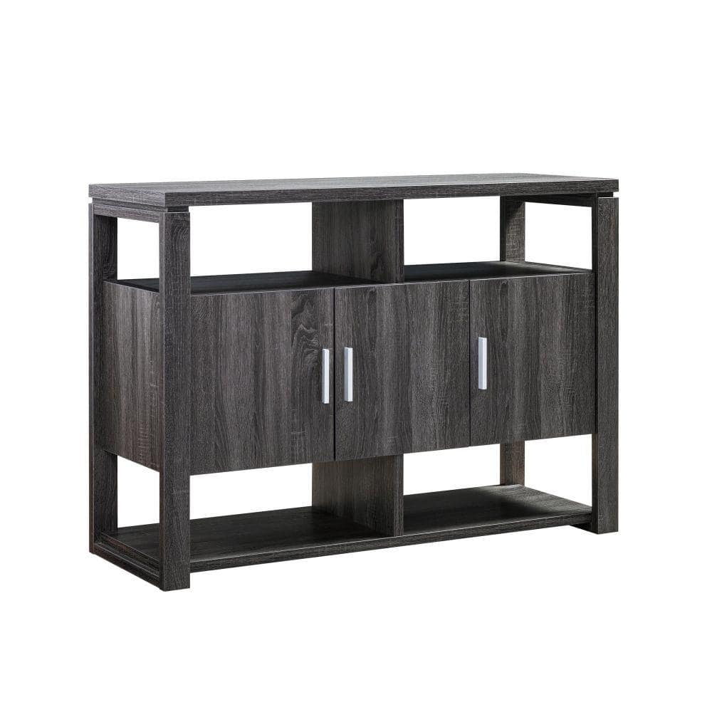 Benjara Gray Wood Top 47 in. Sideboard with 2 Shelves, 3 Doors BM284378 ...