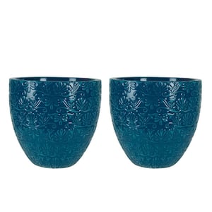 Reviews for Vigoro Delphine Large Blue Plastic Planter with Attached ...
