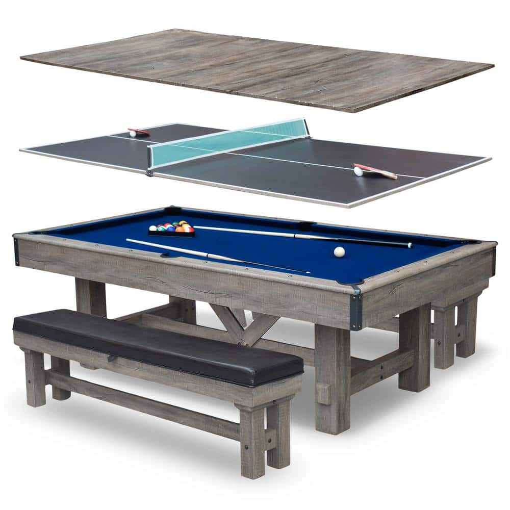 Hathaway Logan 7 ft. 3-in-1 Pool Table with Benches BG50348 - The Home ...