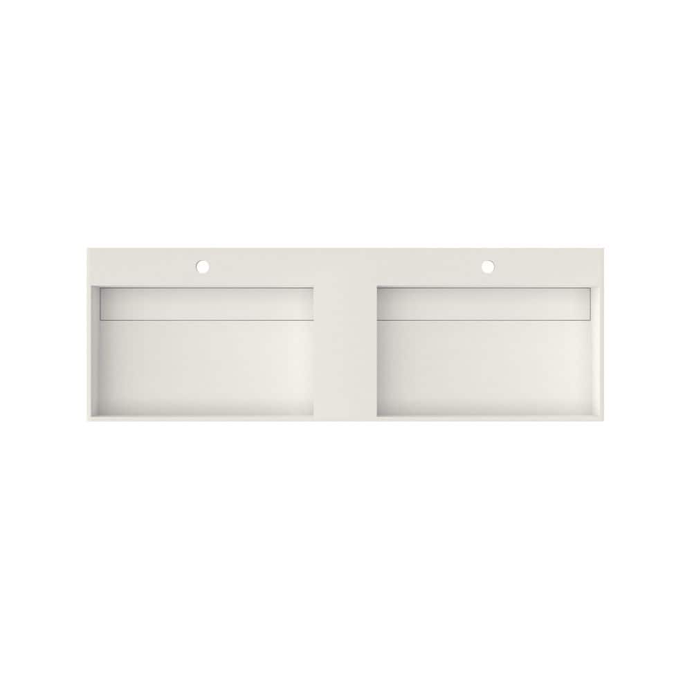 SJ STAR&JANE 54 x 18 in. Solid Surface Wall Mount Bathroom Double ...