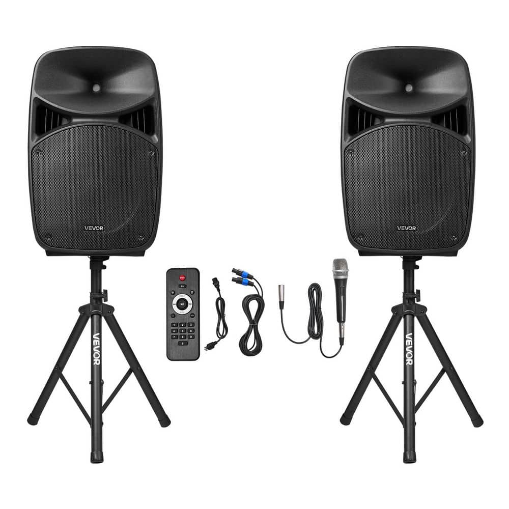 VEVOR Portable PA System, 2000-Watt (PMPO) Powered Sound System Set ...