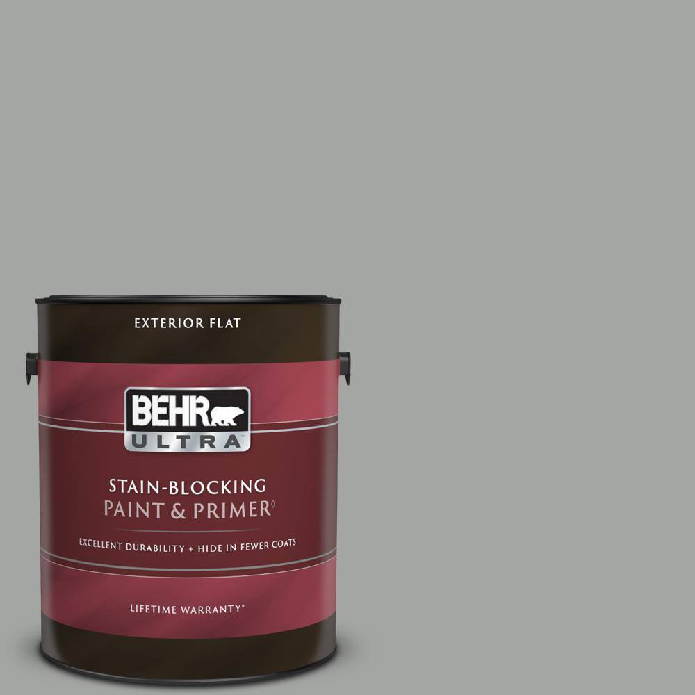 BEHR ULTRA 1 gal. #PPU25-04 Sharkskin Suit Flat Exterior Paint & Primer ...