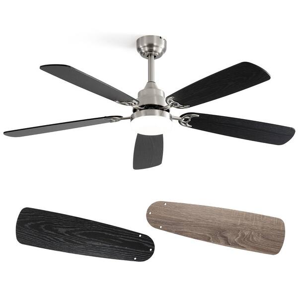 CACI Mall 52 in. Integrated LED Indoor Brushed Nickel Ceiling Fan with ...