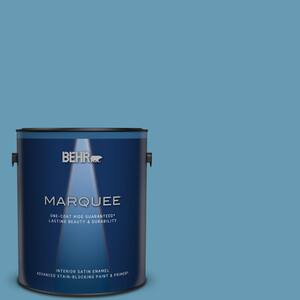 BEHR PREMIUM PLUS 8 oz. #S490-4 Yacht Blue Satin Enamel Interior ...