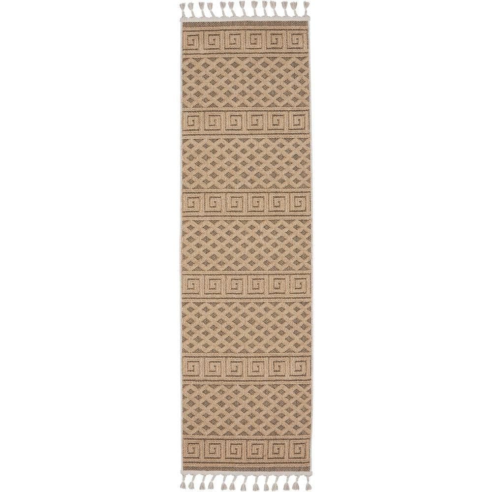 Nourison Paxton Mocha 2 ft. x 8 ft. Geometric Contemporary Kitchen ...