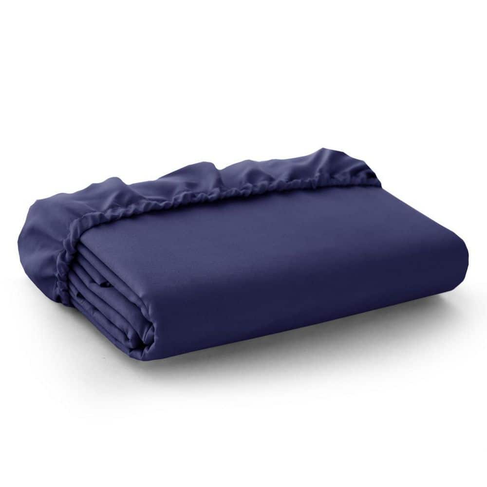 LDC LUX DECOR COLLECTION 1-Piece Navy Solid Color Microfiber California ...