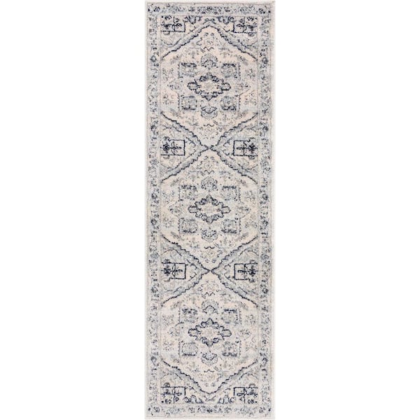 Well Woven Omaha Camilla Farmhouse, Oriental, Distressed, Ivory Blue 2 ...