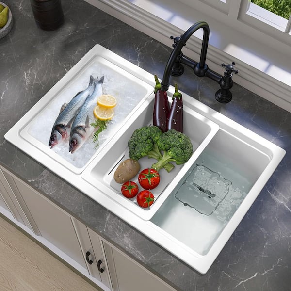 NTQ 27 in. Drop-in/Undermount Single Bowl Granite Composite Kitchen ...
