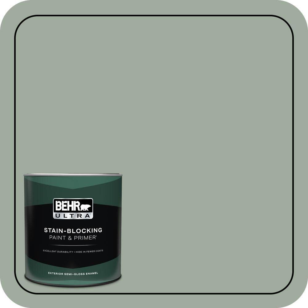 BEHR ULTRA 1 qt. #PPU11-15 Green Balsam Semi-Gloss Enamel Exterior ...