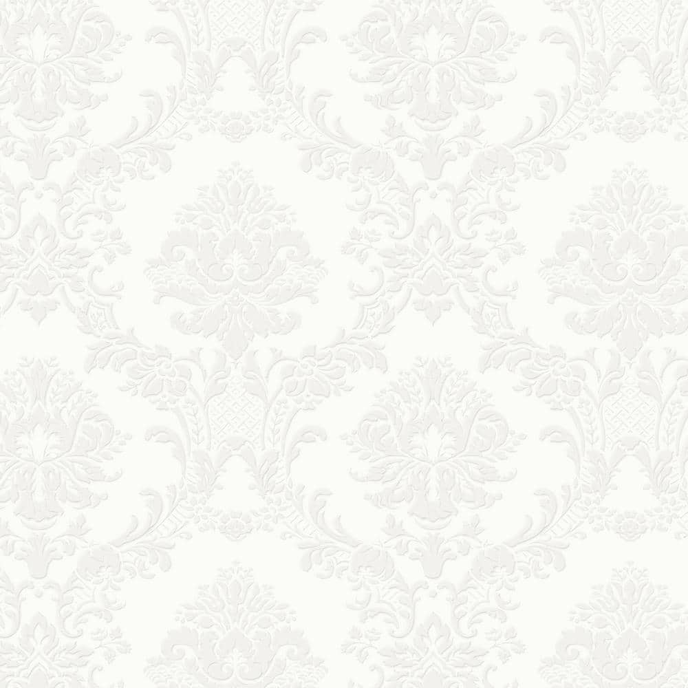 Norwall Classic Damask Wallpaper in shades of White and Pearl CI38214 ...