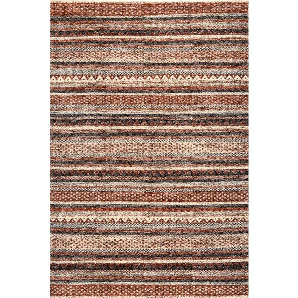 nuLOOM Laverne Soutwestern Striped Brown 5 ft. x 8 ft. Area Rug KSRS03A ...