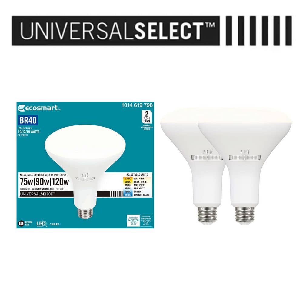 EcoSmart Universal Select 75/90/120-Watt Equivalent BR40 Dimmable LED ...