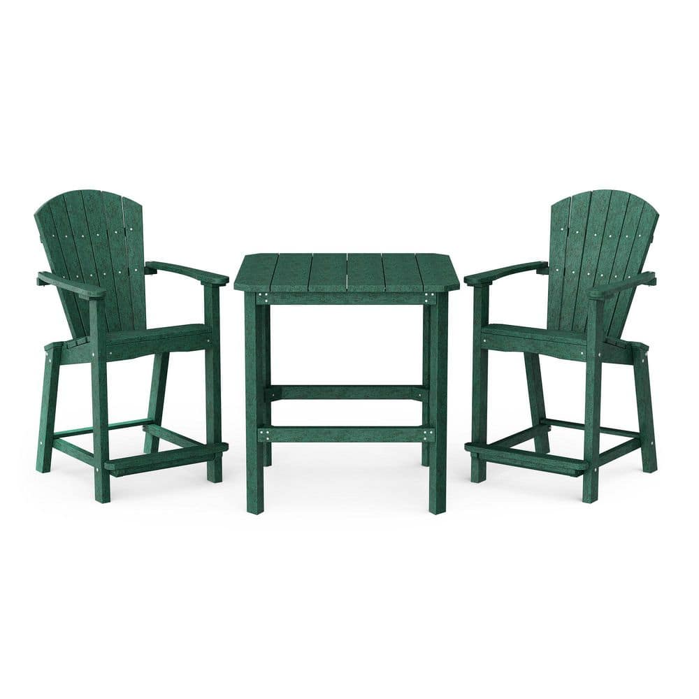 Wildridge Classic 3-Piece Turf Green HDPE Plastic Outdoor Patio Counter ...
