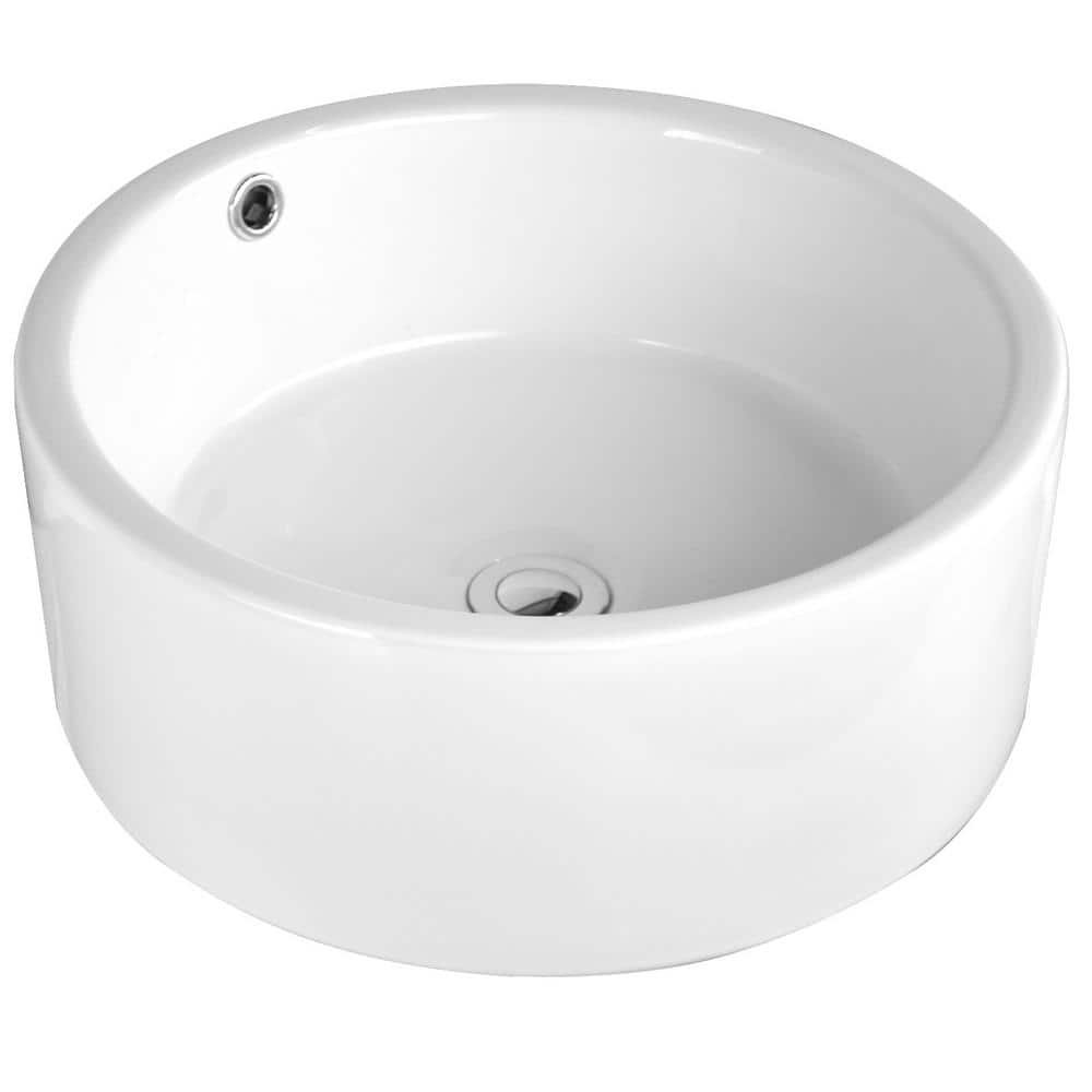 Eisen Home Sutherland Ceramic Round Vessel Bathroom Sink with Overflow ...