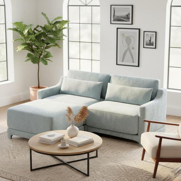 Homy Casa LZYSZL 61 in. Straight Arm 3-Piece Chenille Modular Sectional ...