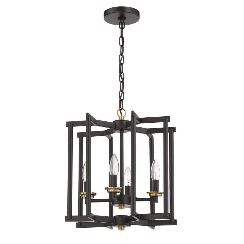 CRAFTMADE Avante Grand 60-Watt 4-Light Flat Black/Satin Brass Finish ...
