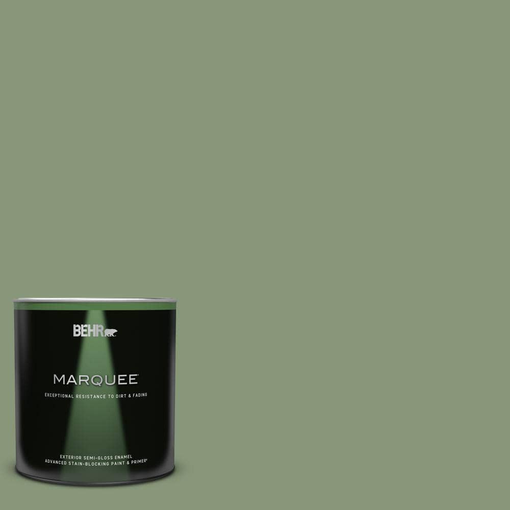 BEHR MARQUEE 1 qt. #S390-5 Laurel Tree Semi-Gloss Enamel Exterior Paint ...
