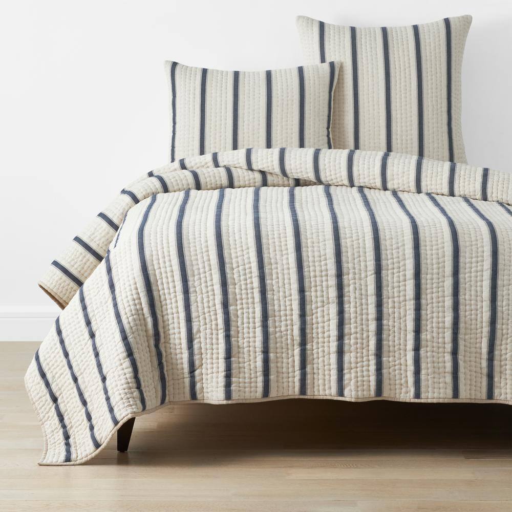 The Company Store Legends Hotel Durham Stripe Linen Navy Geometric Twin ...
