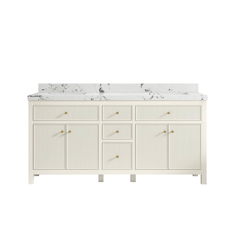 Willow Collections Sonoma 72 in. Double Sink Freestanding Alabaster ...