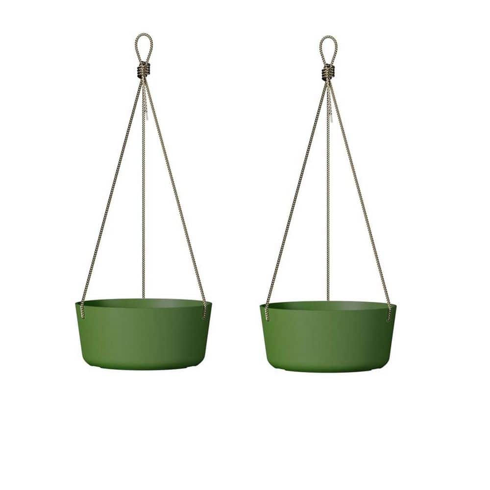 Dark Green 5 in. x 10.7 in. Hanging Plastic Planter for Outdoor Indoor ...