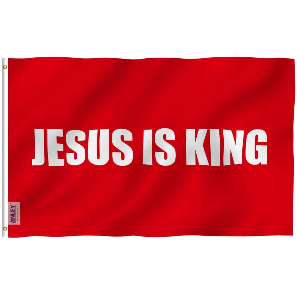 ANLEY 3 ft. x 5 ft. Jesus is King Flag - White Flags Polyester A.Flag ...