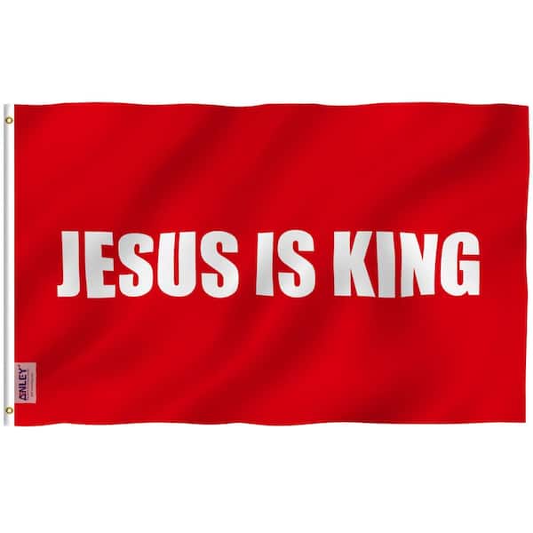 ANLEY 3 ft. x 5 ft. Jesus is King Flag - White Flags Polyester A.Flag ...