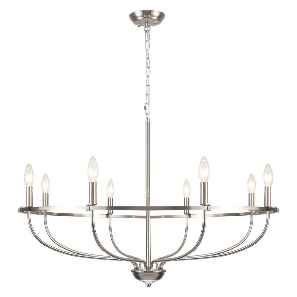 ADSENSTY 8-Light Sand Nickel Farmhouse Wagon Wheel Vintage Candle ...