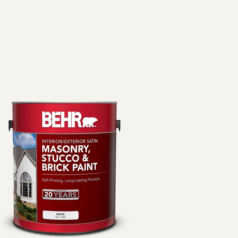 BEHR 1 gal. #75 Polar Bear Satin Interior/Exterior Masonry, Stucco and ...
