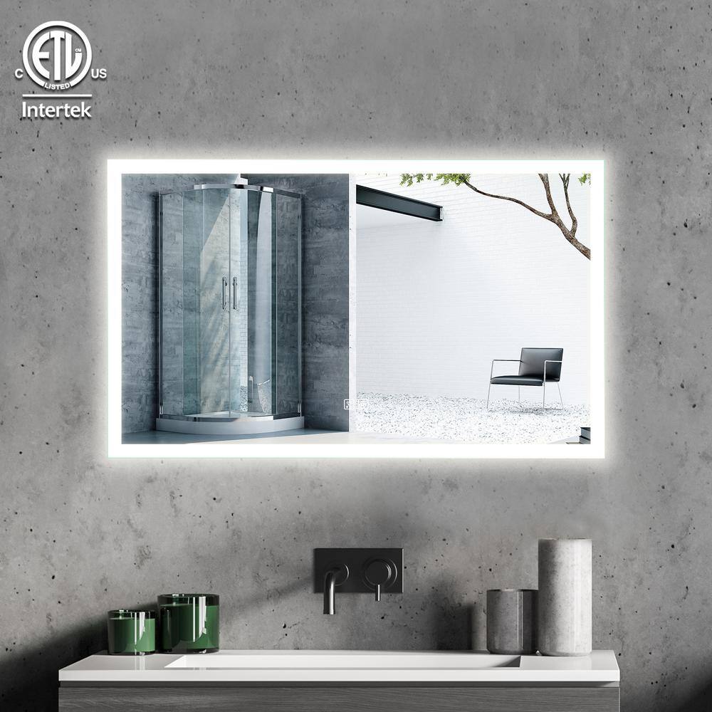 HOMLUX 40 in. W x 24 in. H Rectangular Frameless LED Light with 3-Color ...