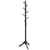 Costway Black Wooden Coat Rack Stand Entryway Hall Tree 2 Adjustable ...