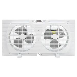 Holmes 9 in. Twin-Blade 3-Speed White Digital Window Fan with Remote ...
