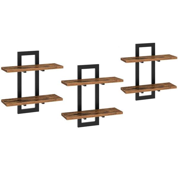 15in W x 5. 3in D Rustic Brown and Black Wood Floating Decorative Wall ...