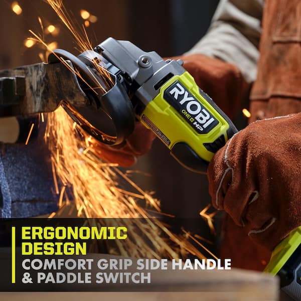 RYOBI ONE+ HP 18V Brushless Cordless Angle Grinder Kit with 4.0 Ah HIGH ...