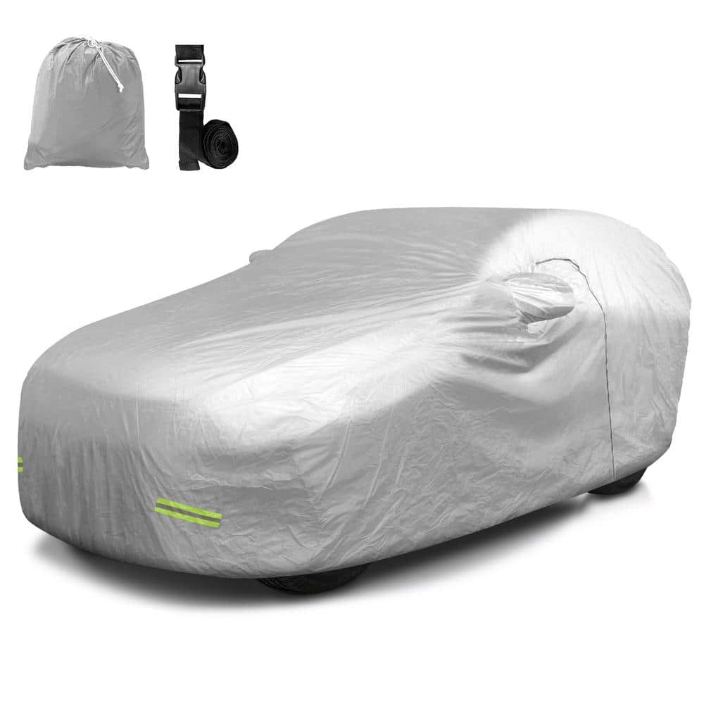 Mockins 190 in. x 75 in. x 72 in. Water Resistant Car Cover with Zipper Door 190t Silver Polyester Medium SUV Cover