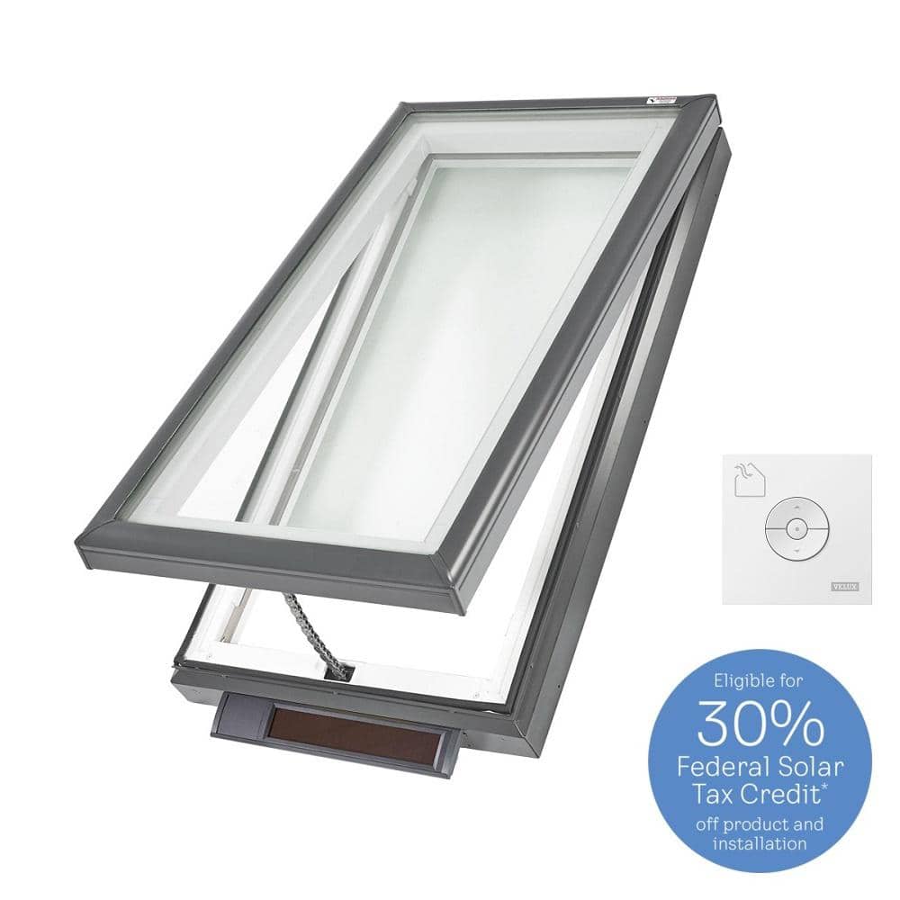 VELUX 22-1/2 in. x 46-1/2 in. Solar Powered Fresh Air Venting Curb ...